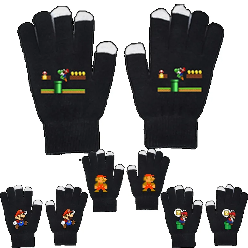 Super-Mario-Bros-Children-Knitted-Gloves-Warm-Full-Finger-Mittens ...