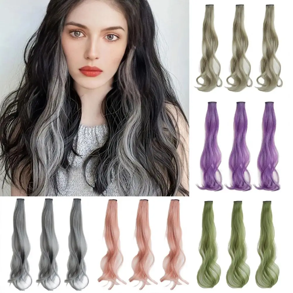 3Pcs-Long-Curly-Hair-Piece-Hair-Extensions-Clip-In-Highlight-Rainbow ...
