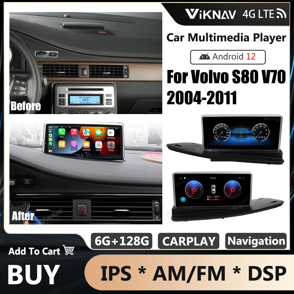 8.8Inch Touch Screen Android 12 Car Radio For Volvo S80 V70 2004-2011 ...