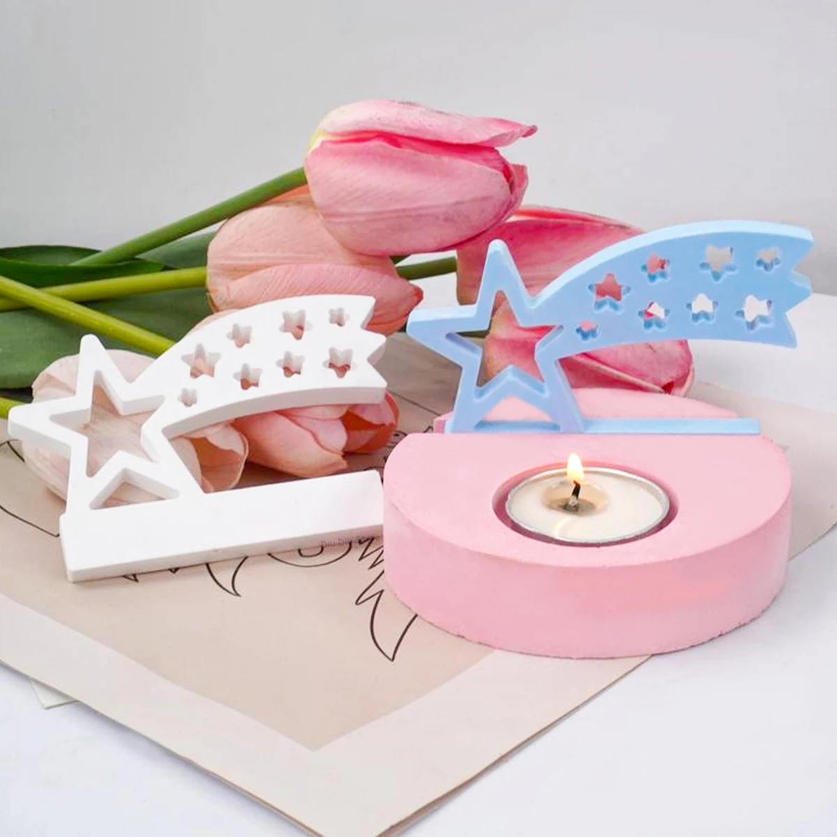 Meteor-Candlestick-Silicone-Mold-DIY-Star-Flag-Candle-Holder-Ornament ...