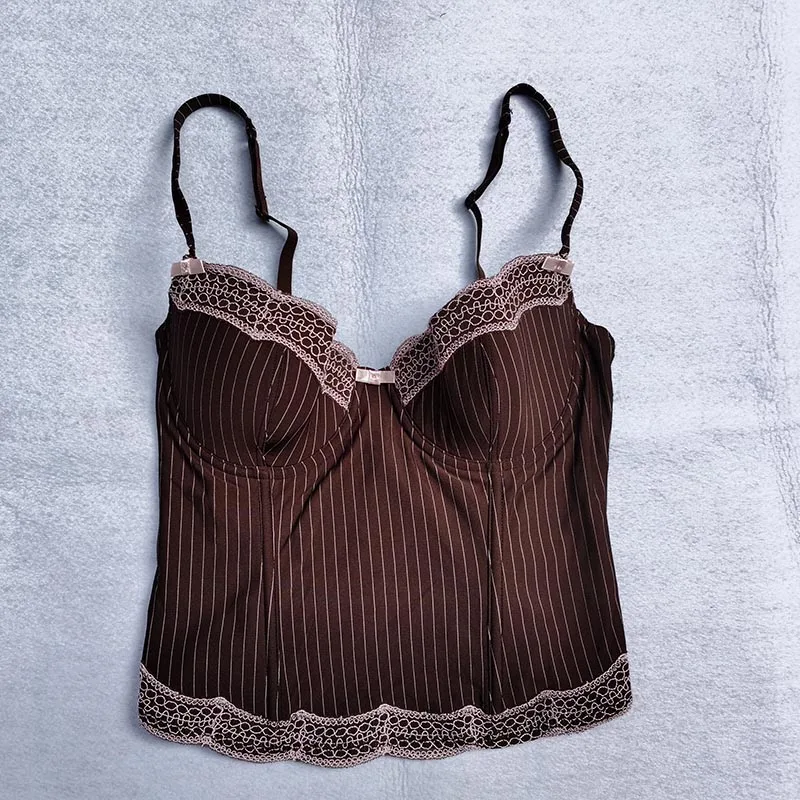 Coffee-Royal-Blue-Women-Stripe-Underwire-Think-Cup-Fishbones-Waist ...