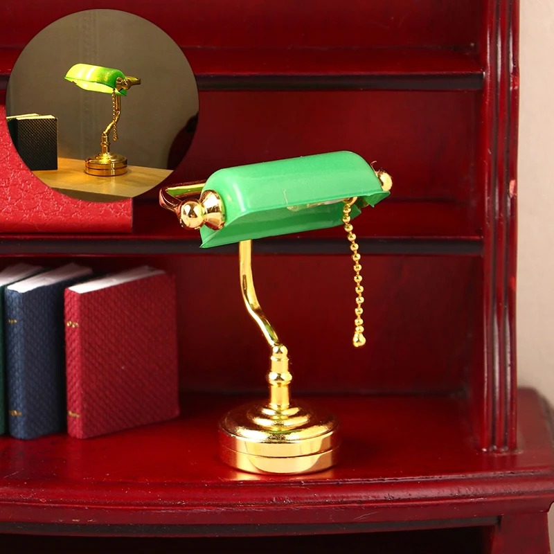 1-12-Dollhouse-Miniature-Desk-Lamp-LED-Lamp-Green-Postman-Light ...