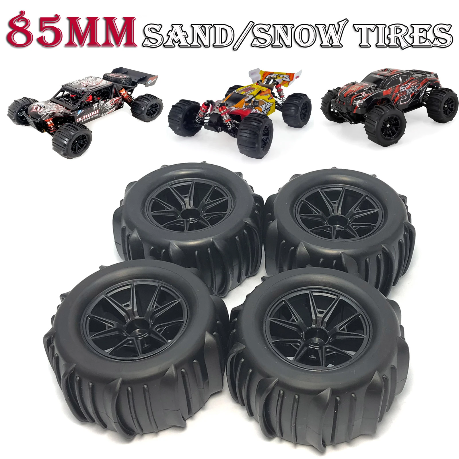 4pcs Snow Sand Tires Tyre Wheel For Wltoys 144001 124018 124016 124017 ...