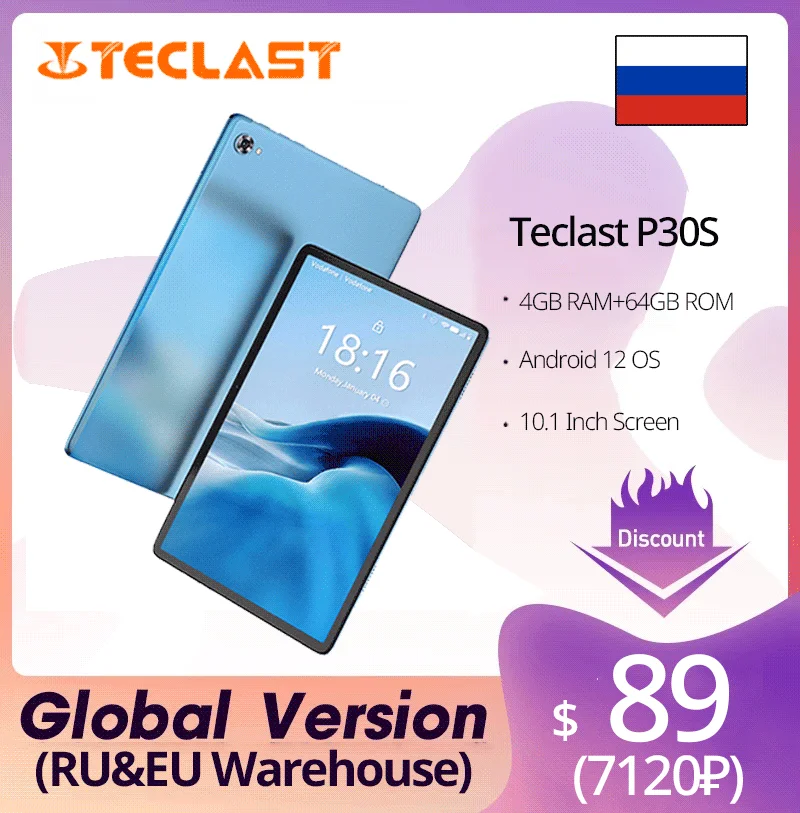 [World Premiere]Teclast P30S Tablet 10.1 Inch 1280x800 IPS Android 12 4GB RAM 64GB ROM MT8183 8 ...