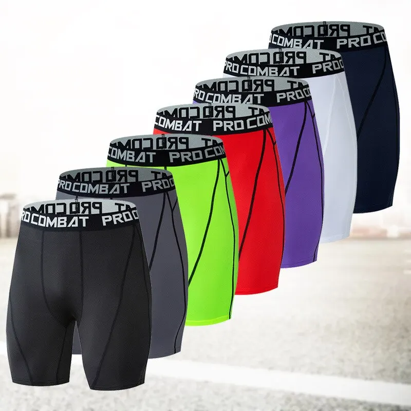 Men Bodybuilding Shorts Fitness Compression Leggings Workout Inseam ...