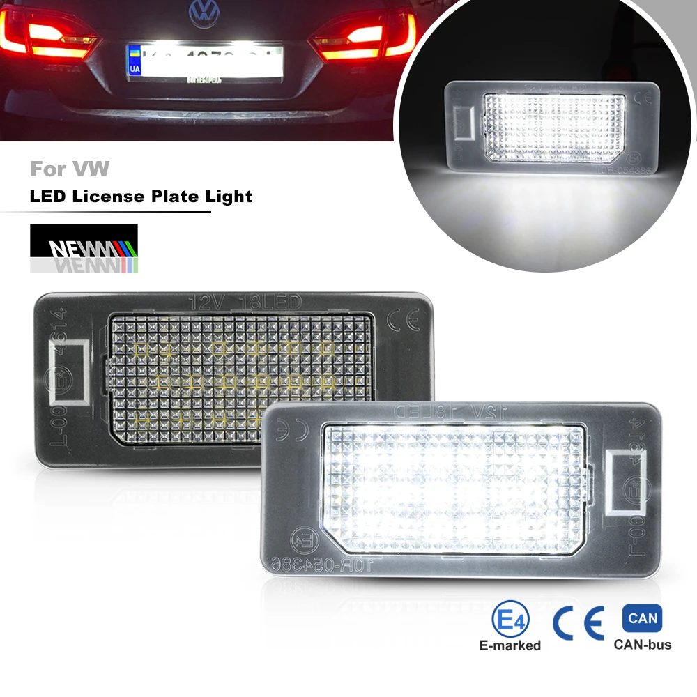 2x Error Free White Led License Plate Lights Tail Lamp For Volkswagen ...