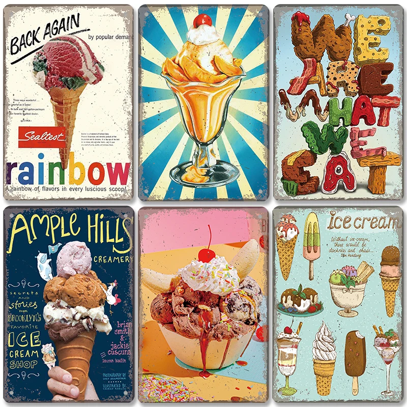 Summer-Dessert-Poster-Vintage-Metal-Sign-Ice-Cream-Cone-Charlotte-Metal ...