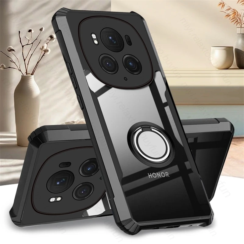 Transparent Acrylic Case For Honor Magic6 Pro 5G Magnetic Holder Ring ...