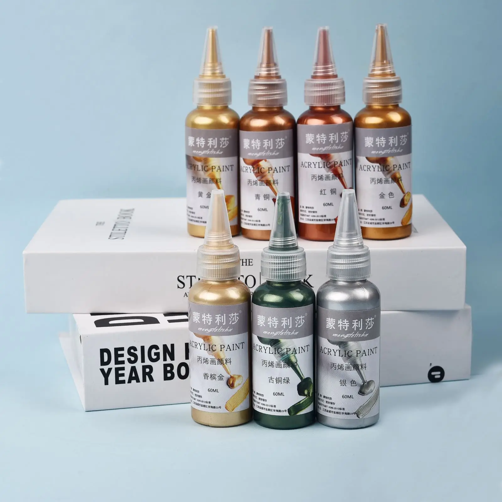 New-60ml-Acrylic-Paint-Metallic-Gold-Silver-Copper-For-Epoxy-Resin ...