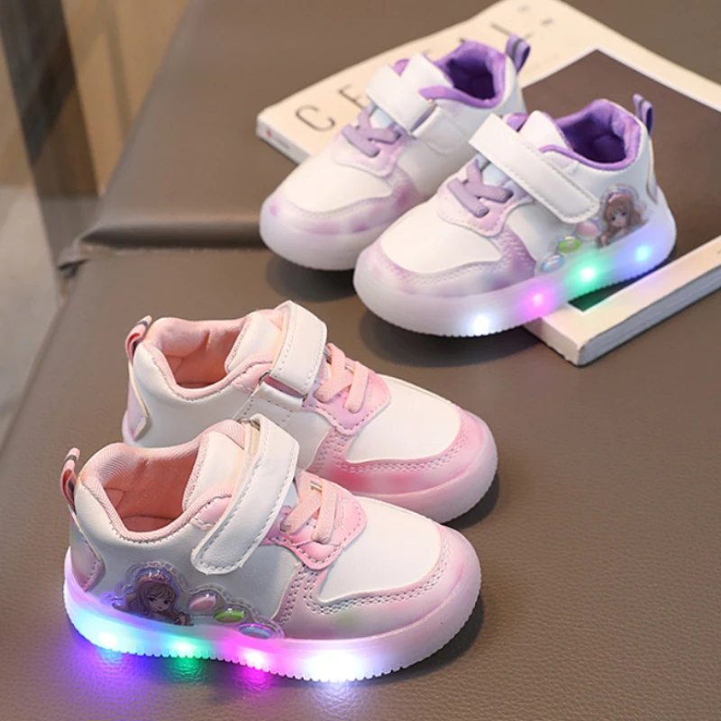 Children-s-Led-Sneakers-Girls-Cute-Cartton-Princess-Shoes-Toddler-Non ...