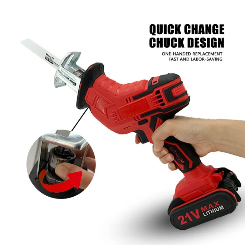 21V-Cordless-Reciprocating-Saw-Portable-Adjustable-Speed-Chainsaw-Wood ...