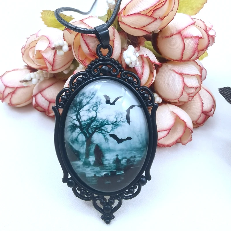 Gothic-Blood-Red-Quartz-Charm-Necklace-Oval-Pendant-Necklace-For-Women ...