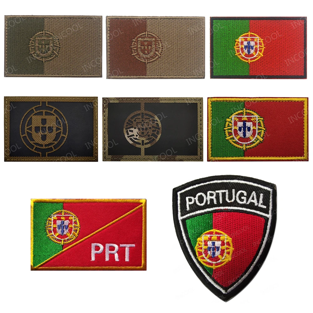 Portugal Flag Embroidered Patch IR Reflective Portuguese Flags Patches Tactical Military Emblem ...