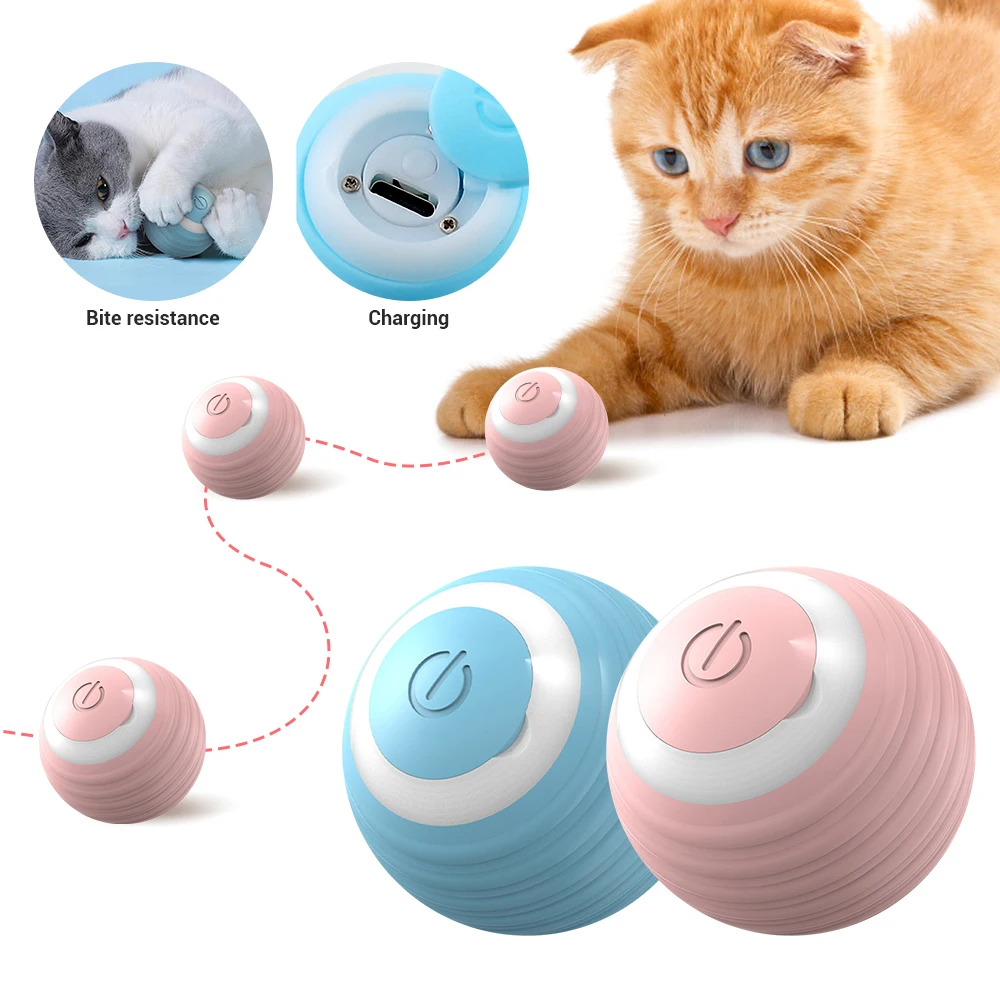 Pet-Automatic-Rolling-Cat-Toy-Training-Self-propelled-Kitten-Toy-Indoor ...
