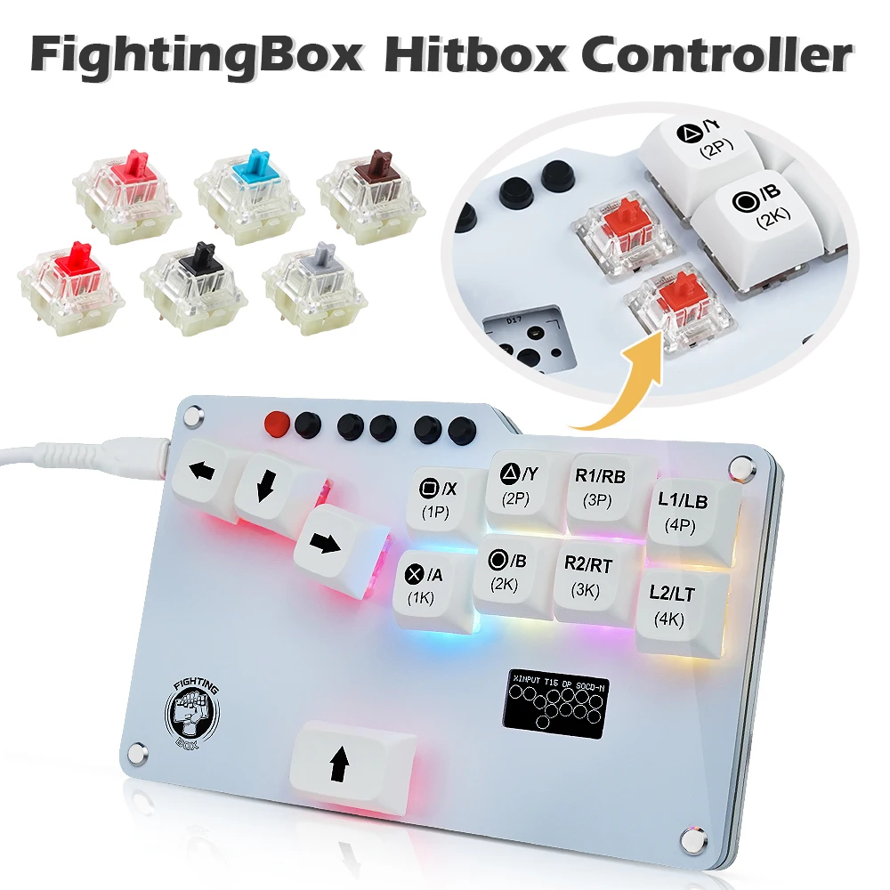 FightingBox Mini Hitbox WASD GP2040 CE Fightstick Game Pad Keyboard Cherry MX Switch For PS3/PS4 ...