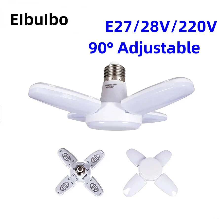 Elbulbo-E27-28W-Fan-Shape-LED-Bulb-LED-Lamp-Foldable-220V-110V-Light ...