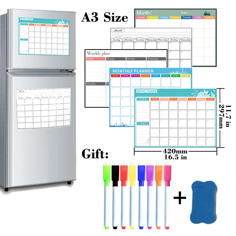 A3 Size Magnetic Monthly Weekly Planner Calendar Table Dry Erase ...