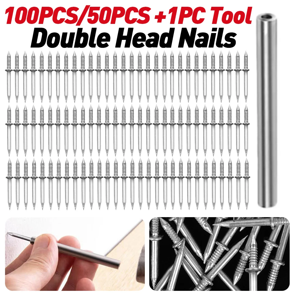 10-50-100Pc-Double-Head-Seamless-Installation-Nail-with-Sleeve-Carbon ...
