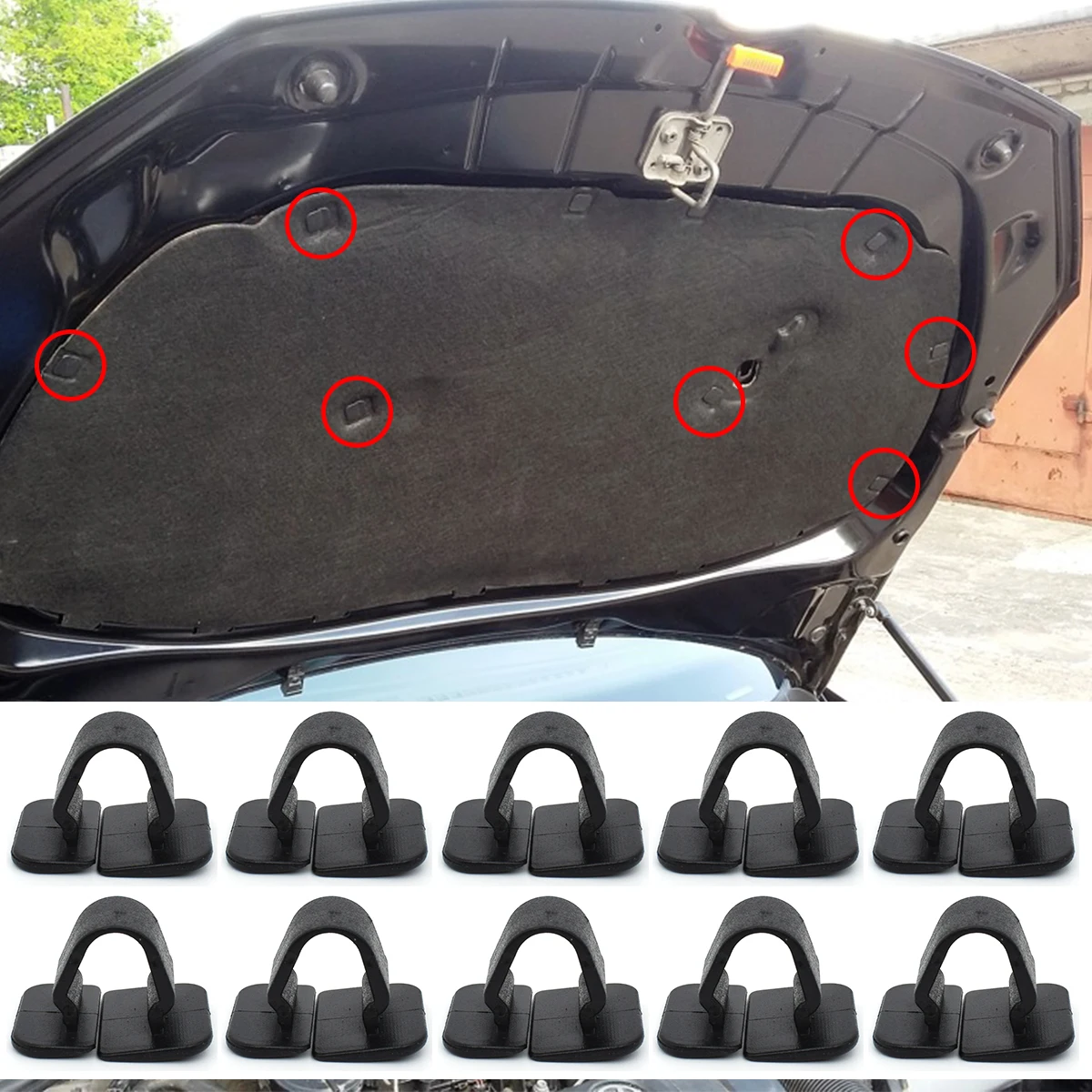 Car Bonnet Engine Hood Sound Deadener Insulation Clips For VW Tiguan 5N ...