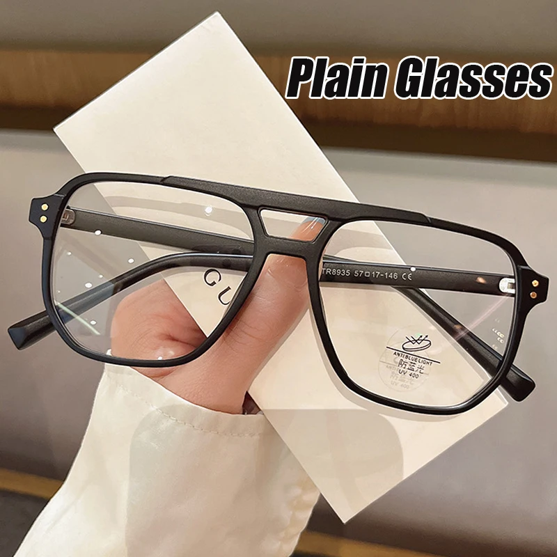 Fashion-Square-Double-Beam-Women-Glasses-Frame-Clear-Anti-Blu-Ray ...