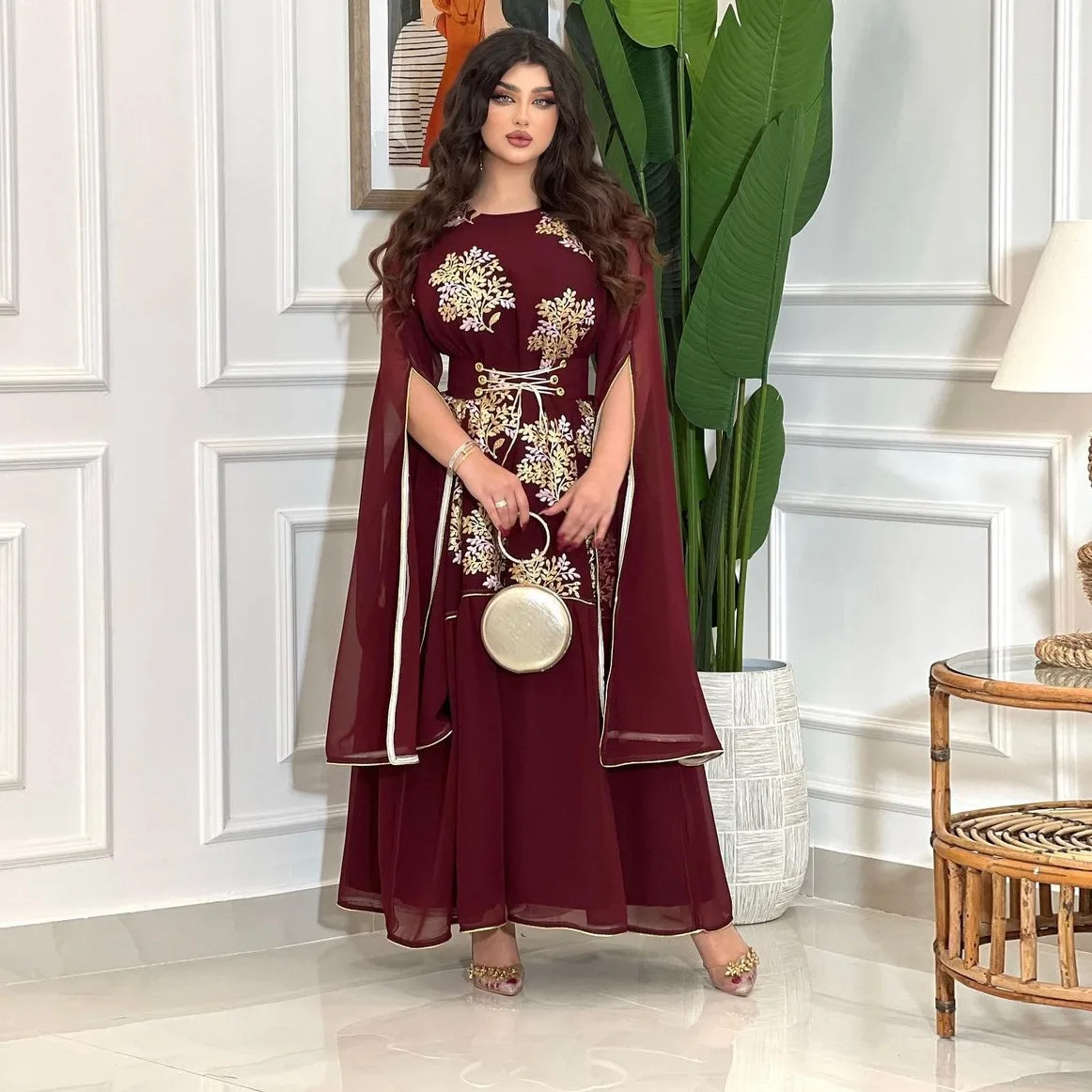 Vestido musulmán de lujo para mujer, ropa árabe de malla de Oriente ...