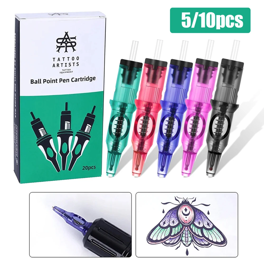 10-5PCS-Ballpoint-Tattoo-Cartridge-Needles-5-Colors-Universal-Tattoo ...