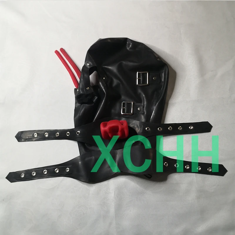 Natural Latex Hood Enclosure Handmade With Long Nose Tube Teeth Gag Eye ...
