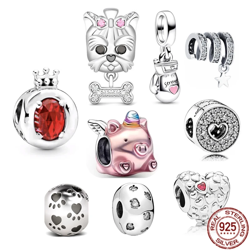 NEW-Flying-Unicorn-Pig-Boxing-Glove-Charm-Bead-925-Sterling-Silver ...