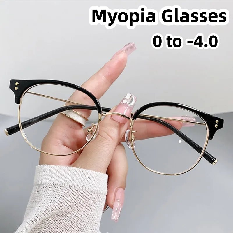 New Style Myopia Glasses Women Round Frame Short-sighted Eyeglasses ...