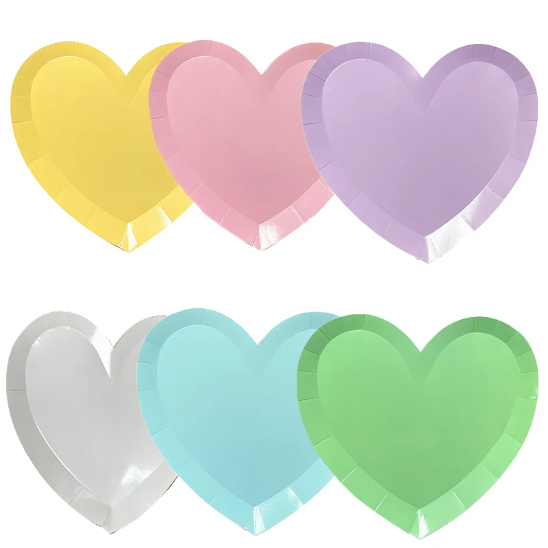 Love Heart Shaped Disposable Plates Wedding Heart Type Macaron Color ...