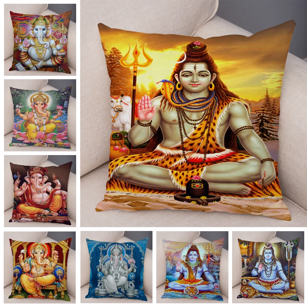 Shiva Ganesha Pillow Case Both Sides Decor Hinduism Cushion Cover for ...