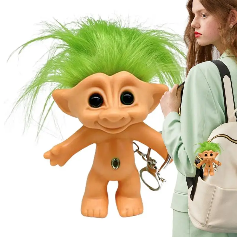 10cm Mini Troll Doll Keychain Colorful Hair Anime Action Figure Family ...