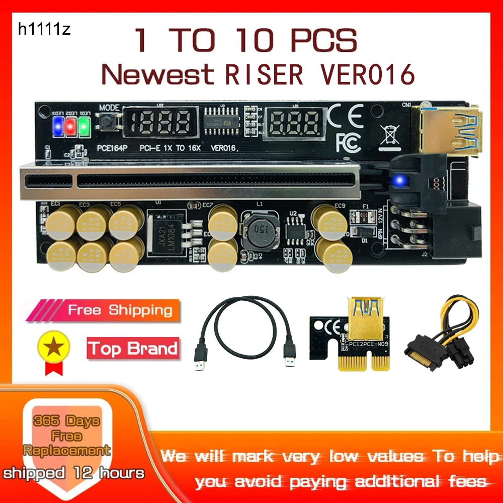 1-10PCS-PCIE-Riser-for-Video-Card-Riser-016-USB-3-0-Voltage-Temperature ...