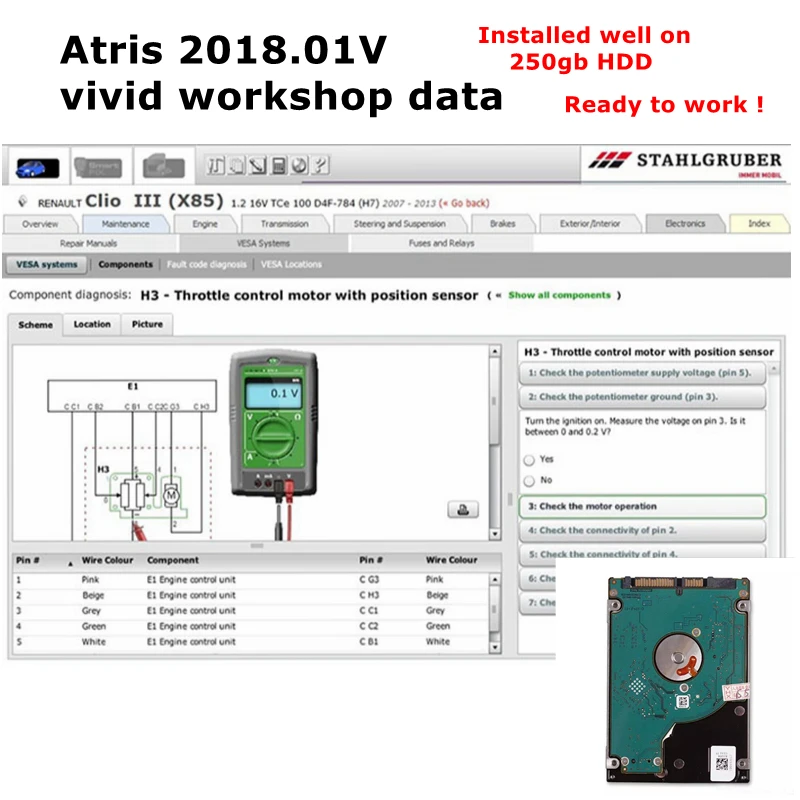자동 수리 소프트웨어 ATRIS StaKis 비비드 워크샵 데이터 2018.01V 250gb 내부 HDD 자동차 다중 모델 ...