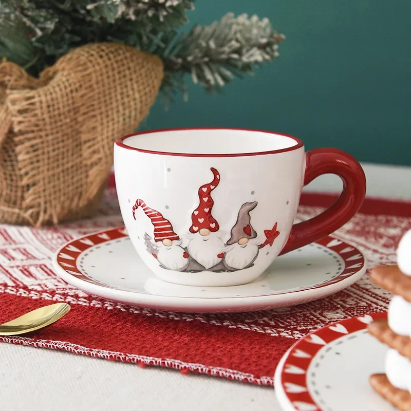 Santa-Claus-Ceramic-Cup-and-Saucer-Christmas-theme-Coffee-Cup-Afternoon ...
