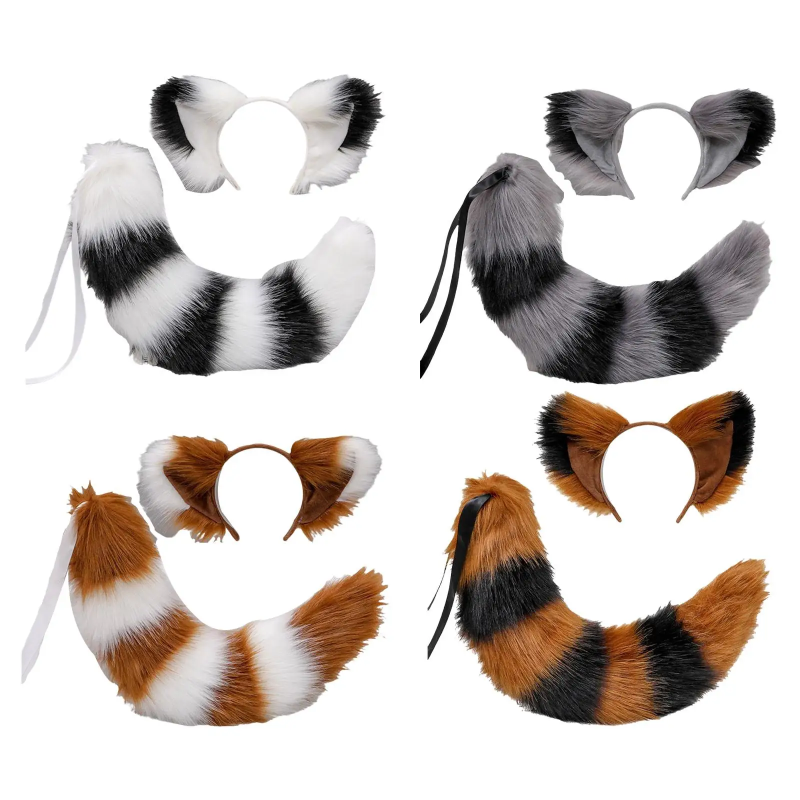 Long-Fox-Ears-Tail-Cosplay-Halloween-Toys-Headwear-Adults-Party ...
