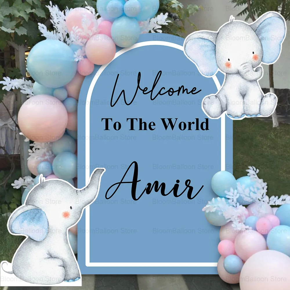 120cm-Custom-Name-Arch-Kt-Board-Pink-Blue-Elephant-Cutout-for-Birthday ...