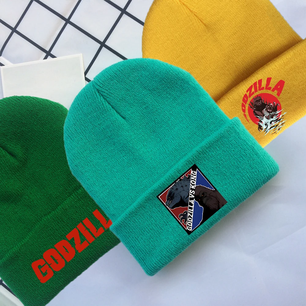 Godzilla Hat Cartoon Children's Knitted Hat Warm Hood Winter Printing ...