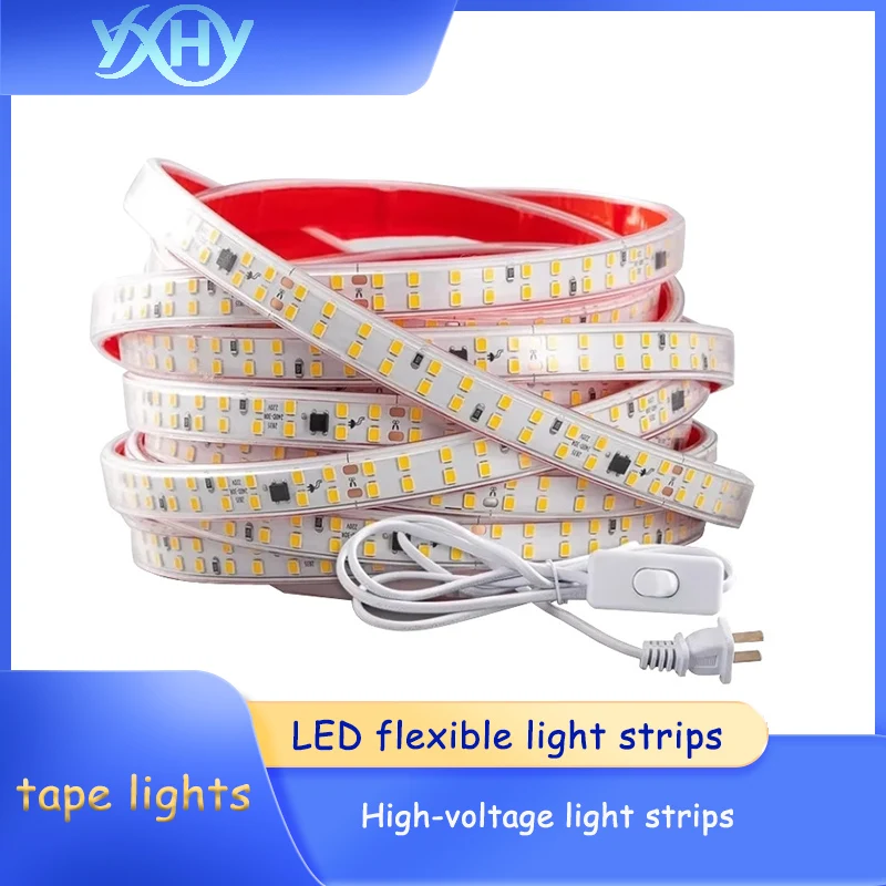 1meter 2835 220V 120 leds self-adhesive LED flexible light strip with ...