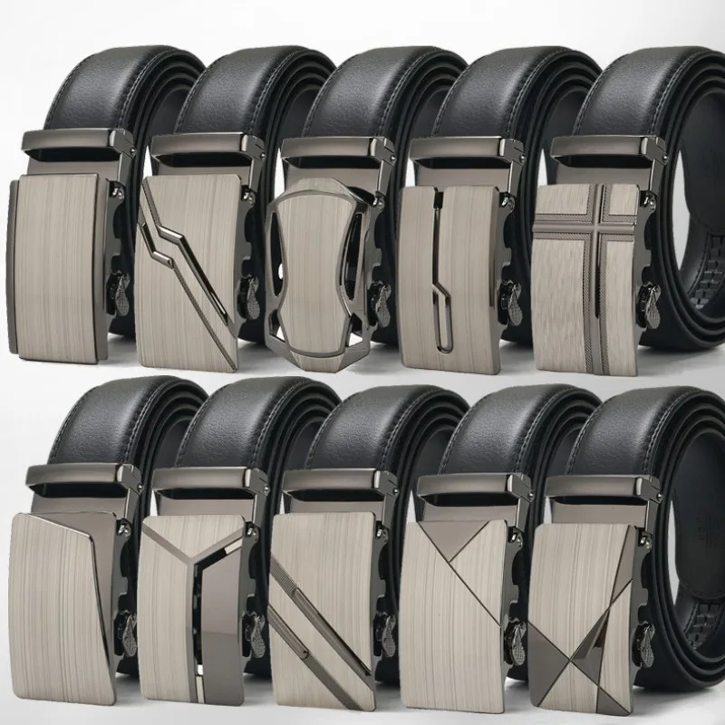 3-5cm-Men-s-Business-Belt-Alloy-Automatic-Buckle-Black-Leather-All ...