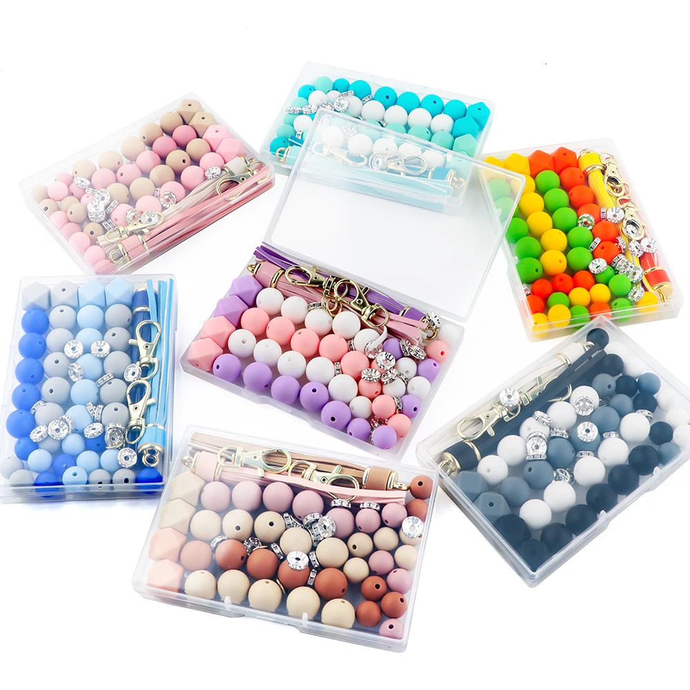 Kovict 60Pcs/Box Leather Keychain Tassels Round Hexagon Lentil Silicone ...