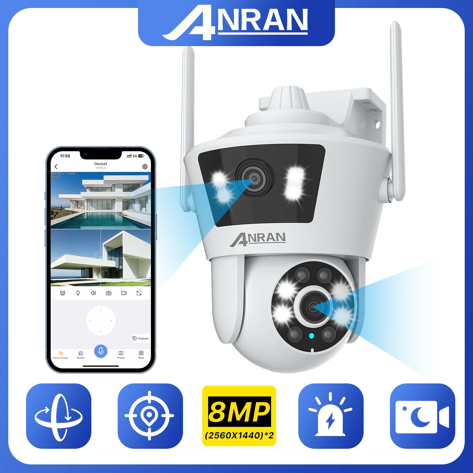 ANRAN-8MP-PTZ-WIFI-Camera-P7-Outdoor-Security-Camera-Dual-Lens-Dual ...