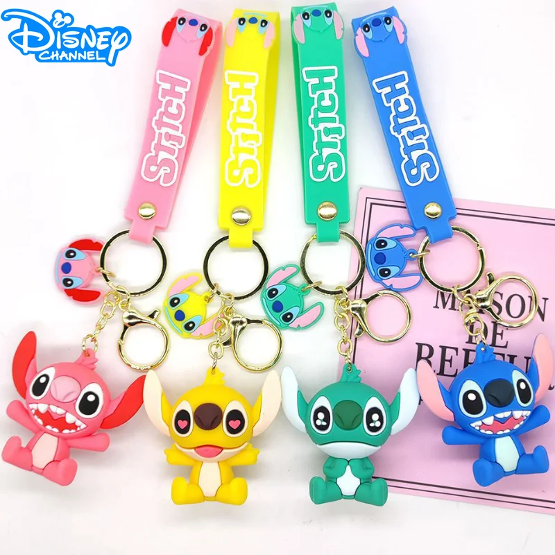 New-Disney-Keychains-Lilo-Stitch-Silicone-Keychain-Key-Ring-Anime ...