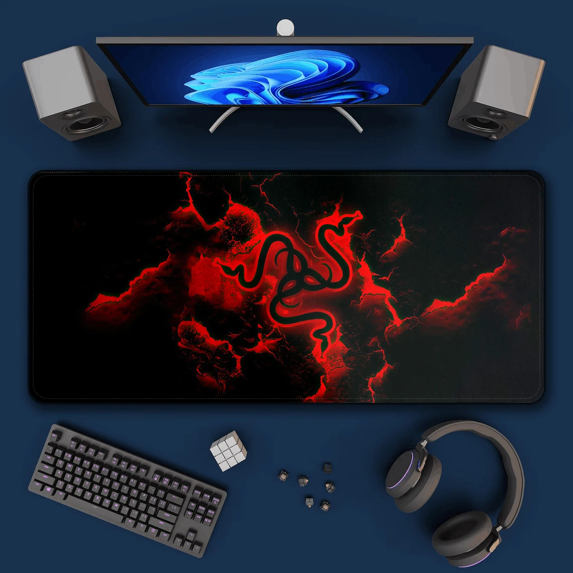 RAZER-Grande-Gaming-Mouse-Pad-Desk-Mat-Preto-Vermelho-Legal-Computer ...
