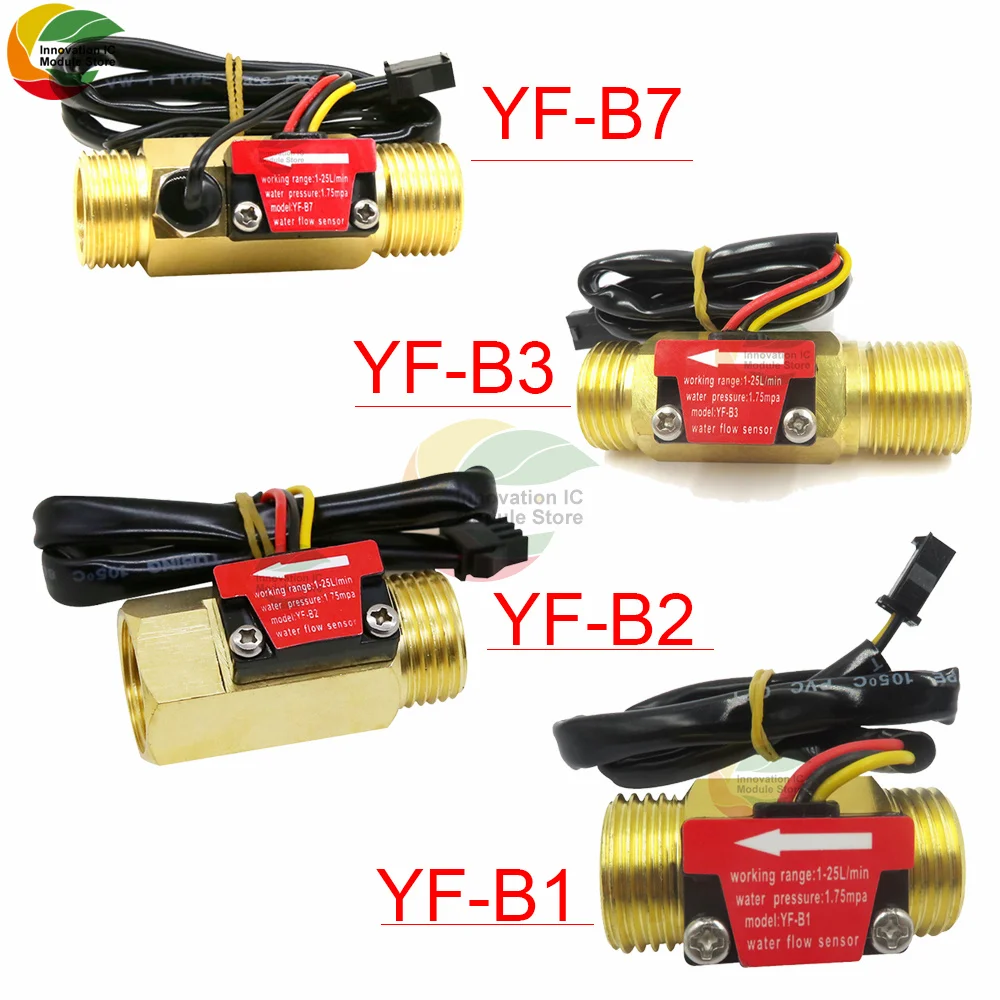 Brass Flow Sensor G1/2"DN15 Thread Hall Sensor YF-B1/B2/B3/B7 Switch ...