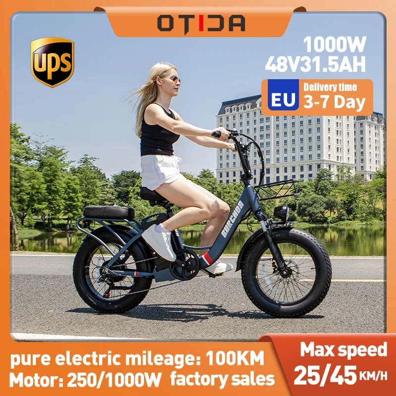 Otida-u8-Frauen-Elektro-fahrrad-Erwachsene-fette-Reifen-Stadt-Stadt ...