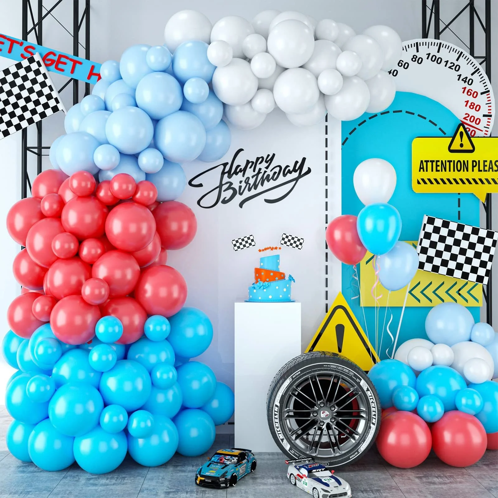 106pcs Blue White Macaron Balloon Arch Balloon Chain Set Red Blue White ...