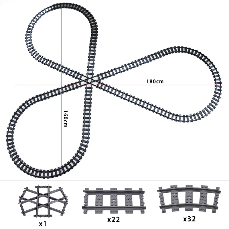 Train Track Combination MOC Railroad Bridge Scene Building Blocks DIY ...