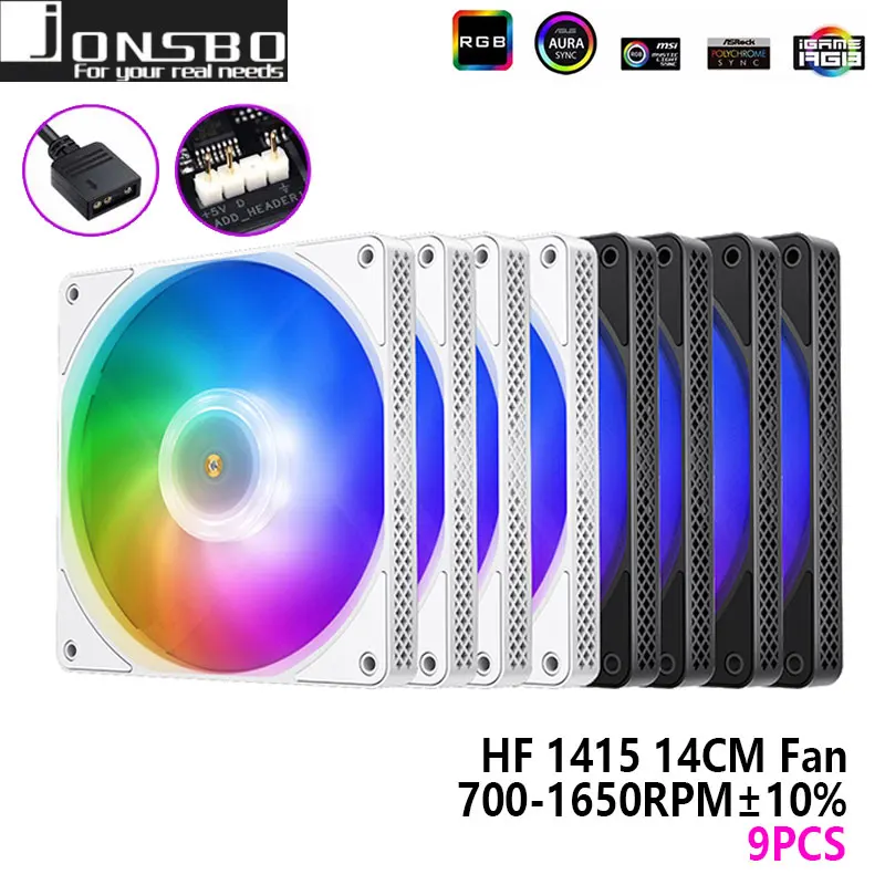 Jonsbo hf1415 140mm 700 1650rpm fino cpu cooler fan 5v 3pin argb ...