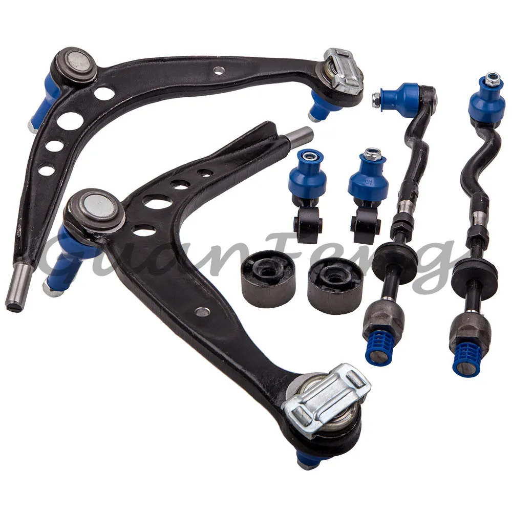 8PCS Front Lower Suspension Control Arms and Tie Rod End Assembly Kit ...